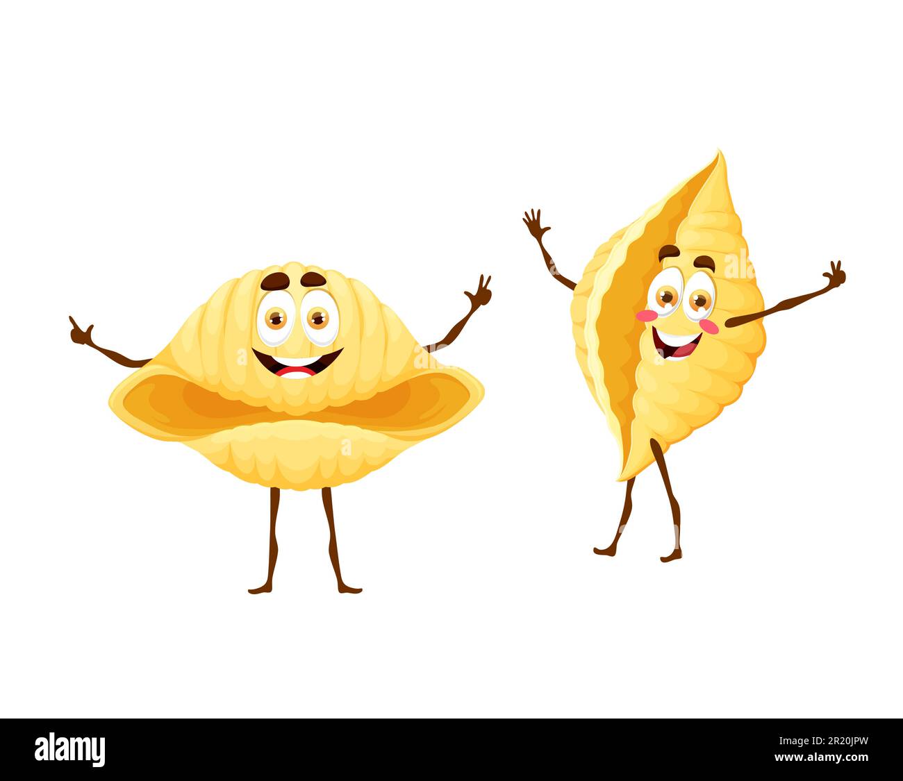 Cartoon conchiglioni pasta characters. Joyful macaroni, isolated vector ...