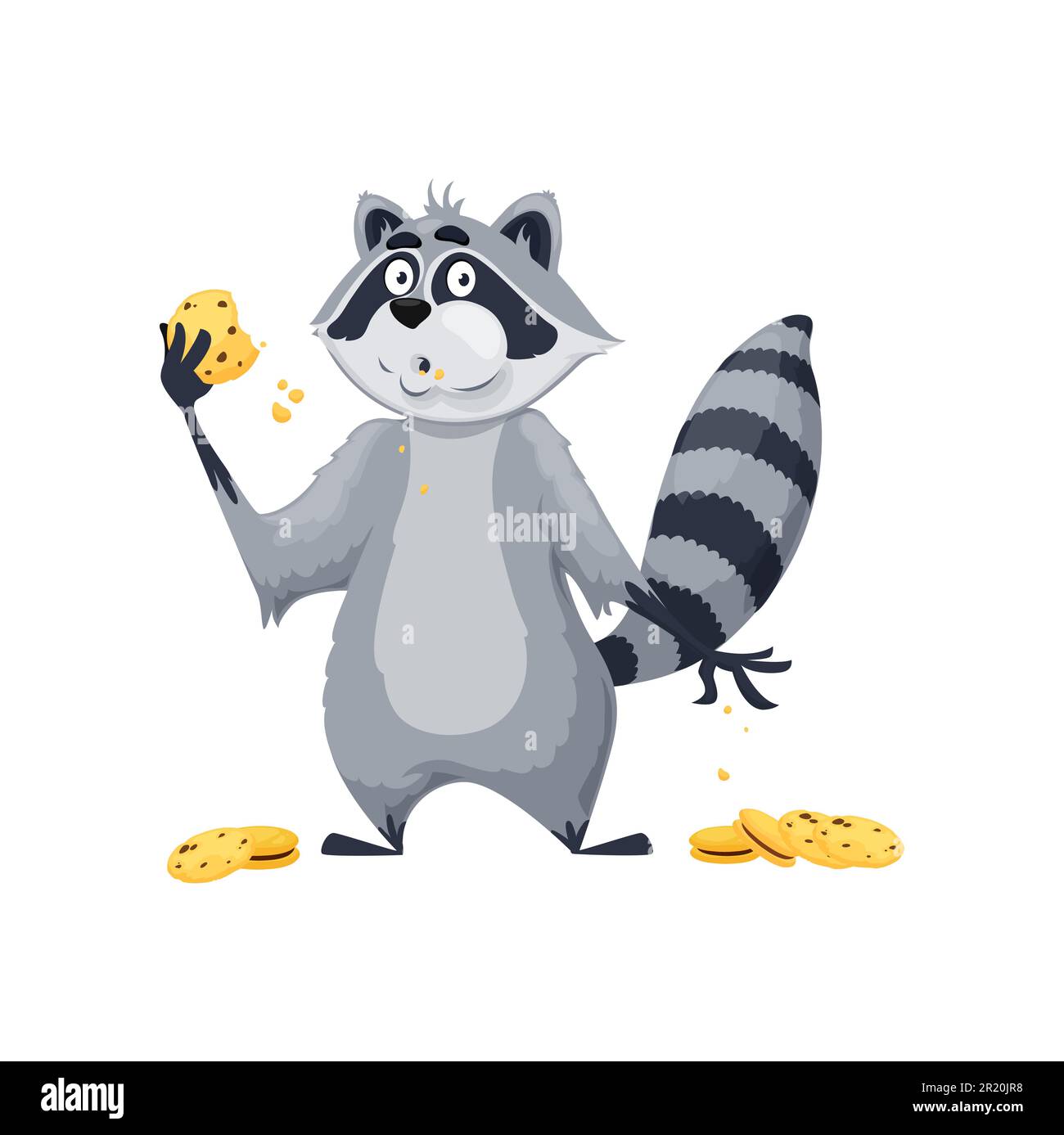 Cartoon raccoon character. Comical and cute baby animal personage ...