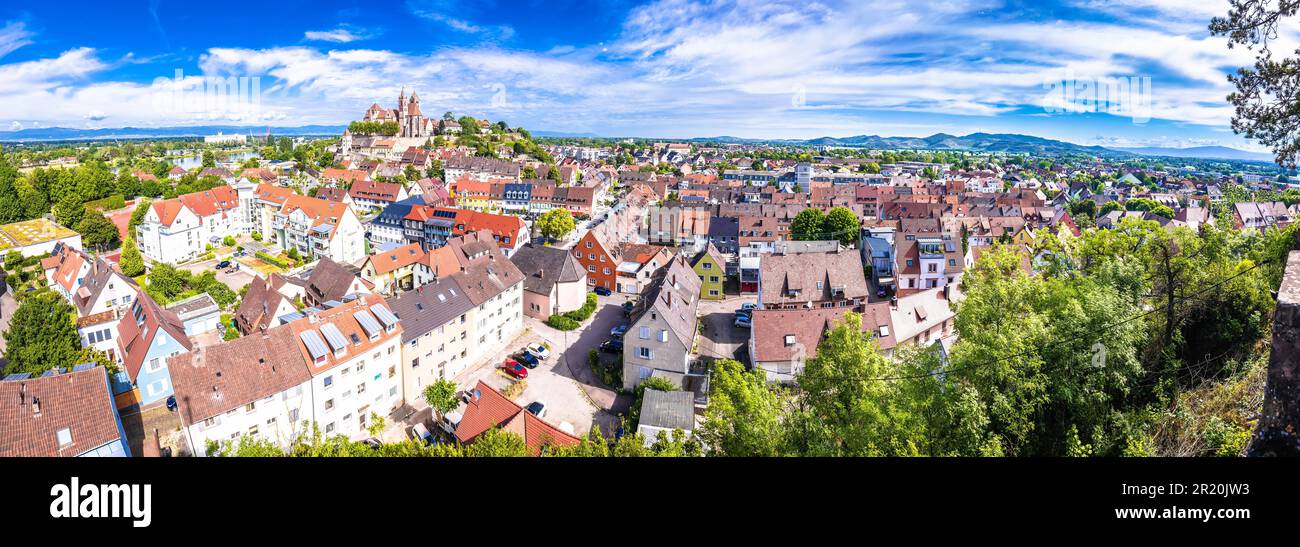 Historic town of Breisach cathedral and rooftops panoramic view, Baden ...