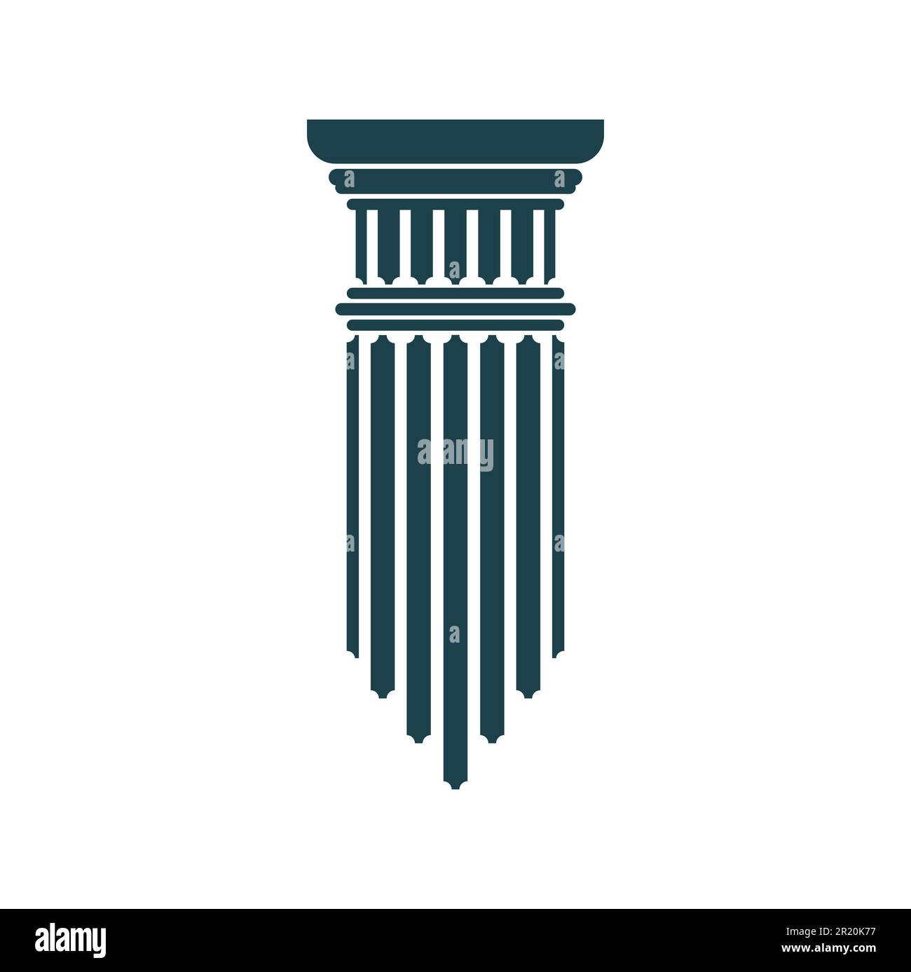 Ancient greek column and pillar symbol. Legal, attorney, law office vector icon with roman ...