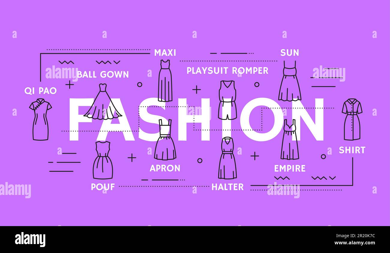 Fashion Woman Line Dresses Infographics Vector Female Clothes And fashion-woman-line-dresses-infographics-vector-female-clothes-and