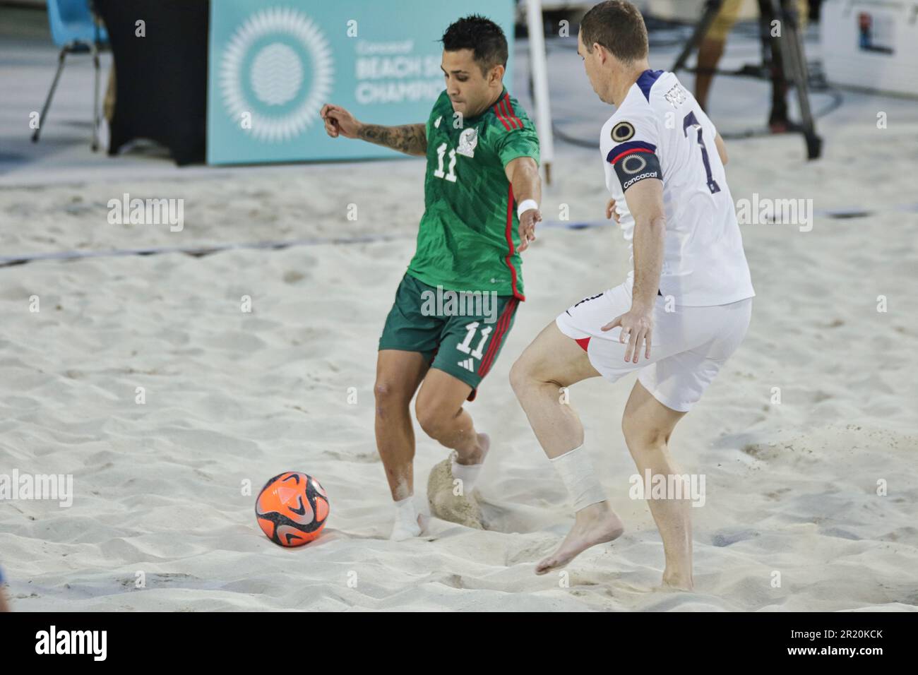 USA vs Mexico Beach Soccer Championship in Nassau The Bahamas Stock ...