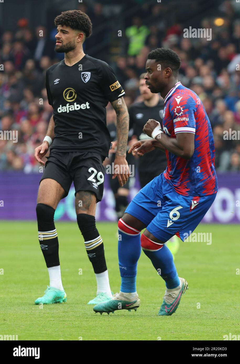L-R Philip Billing of AFC Bournemouth and Crystal Palace's Marc Guehi ...