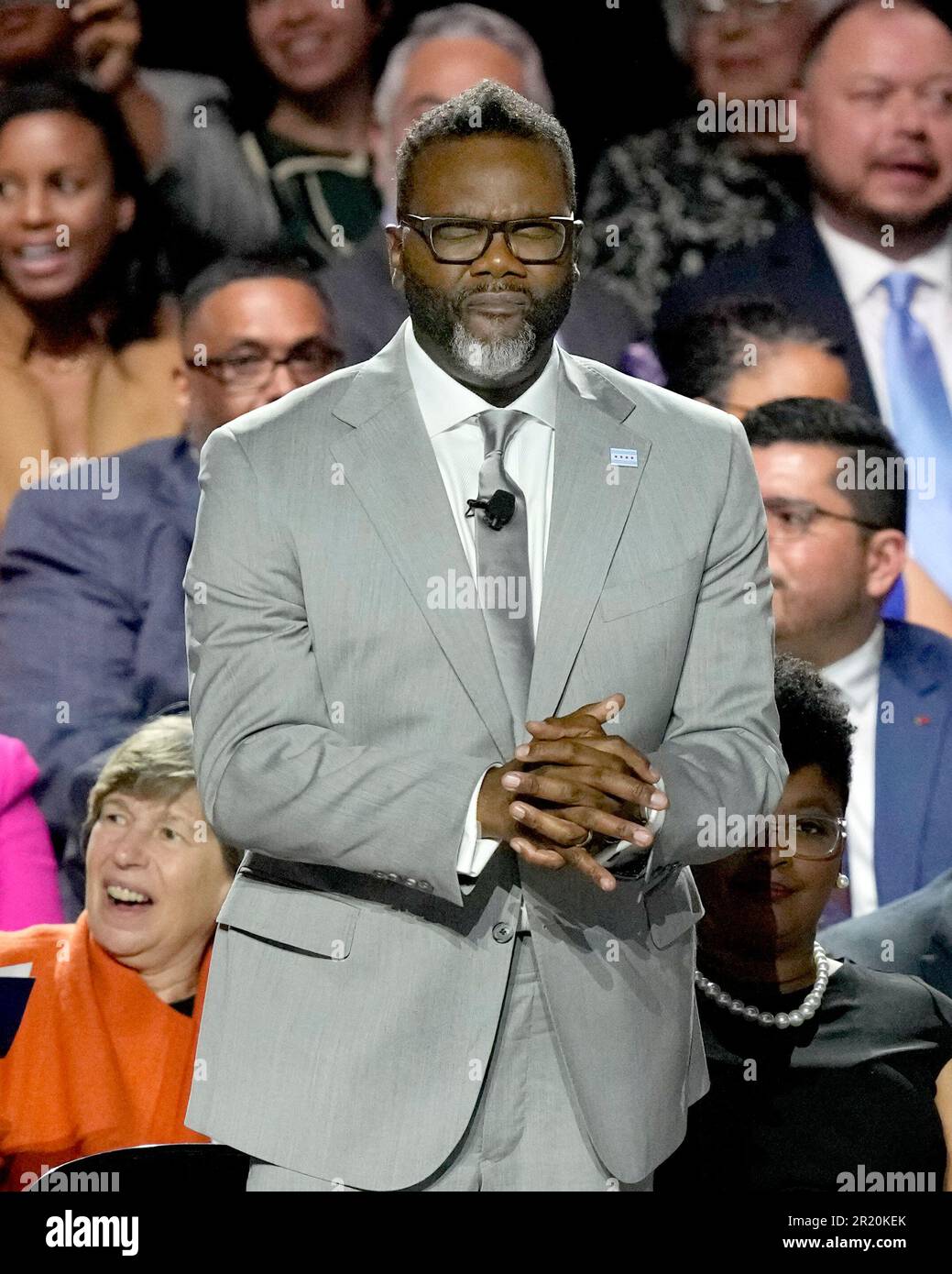 Chicago Mayor-elect Brandon Johnson gets into the spirit as Karen Clark ...