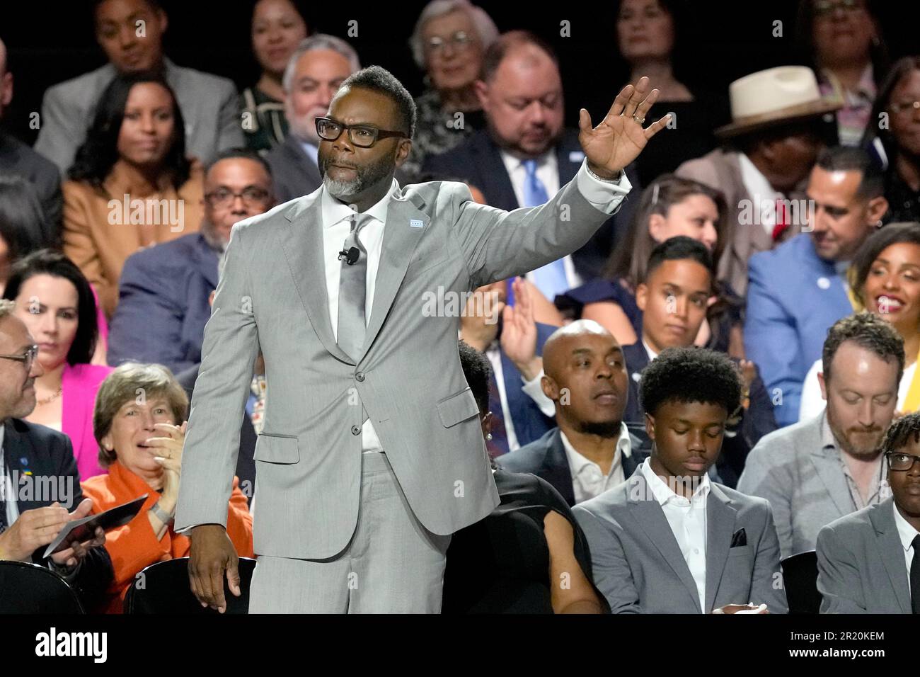 Chicago Mayor-elect Brandon Johnson gets into the spirit as Karen Clark ...