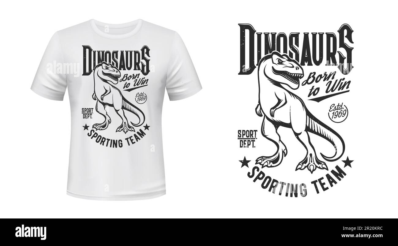 Tyrannosaurus rex, t-rex dinosaur sport mascot t-shirt print. Extinct ...