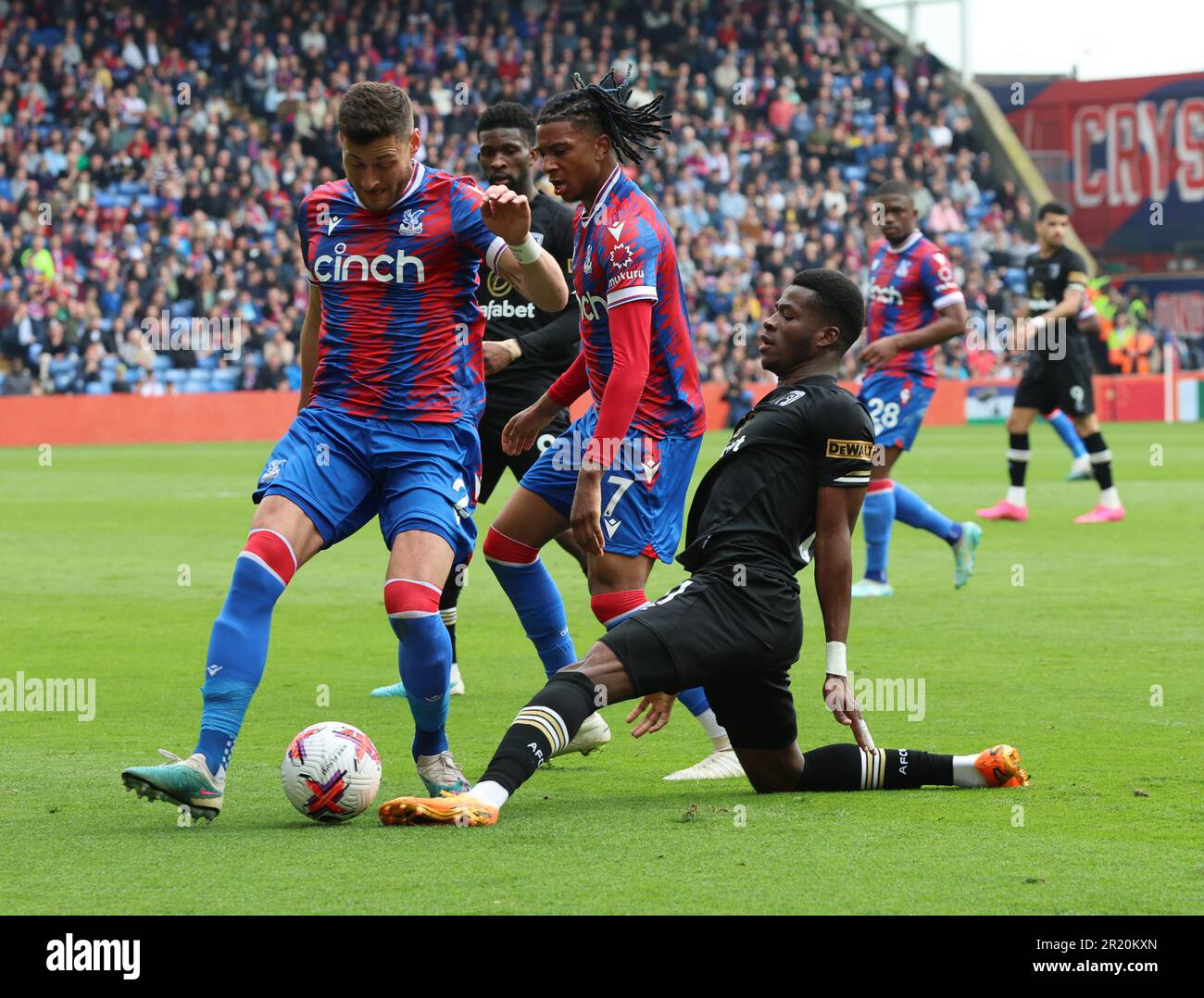 L-R Crystal Palace's Joel Ward Crystal Palace's Michael Olise and Dango ...