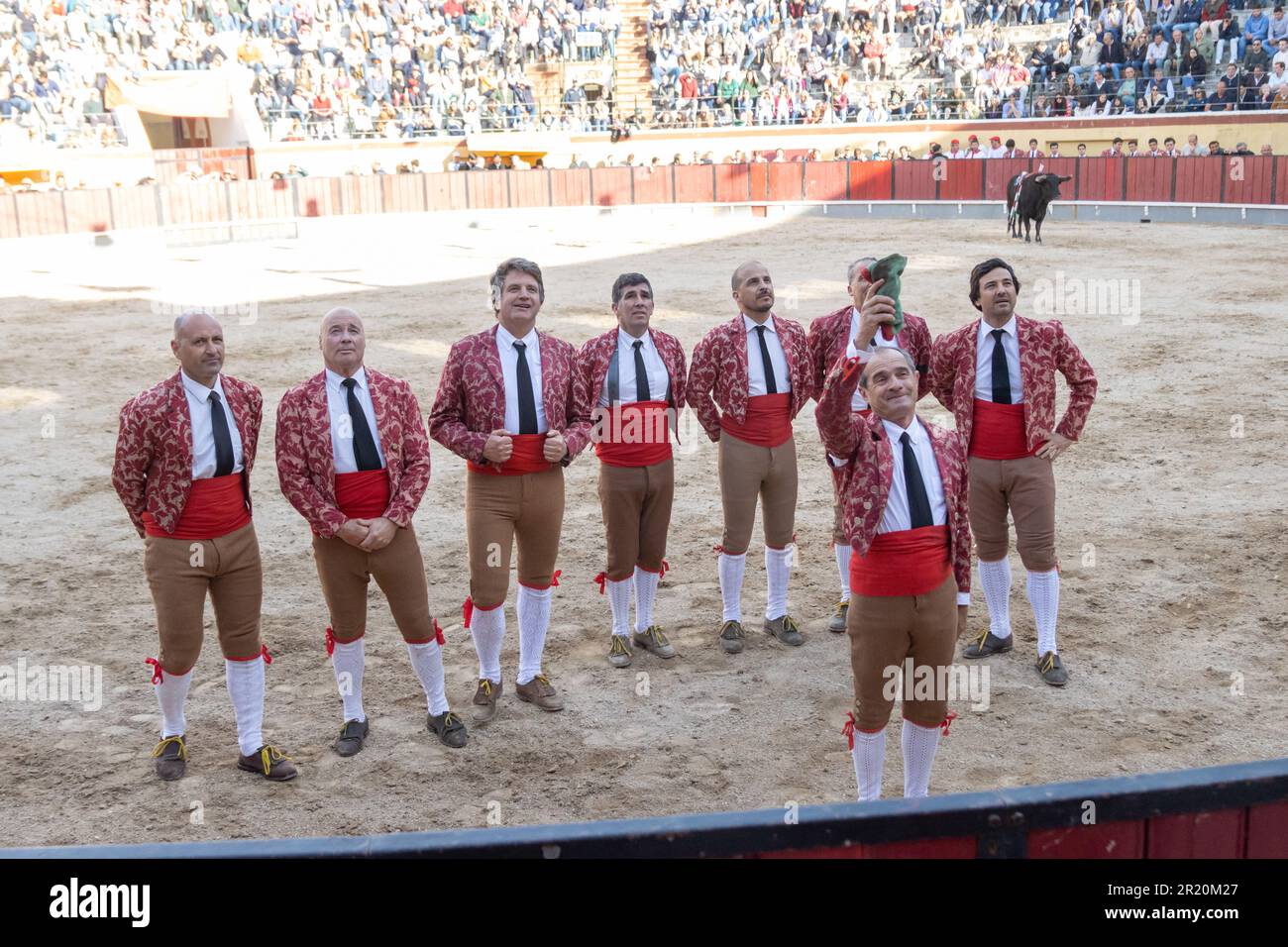 March 26, 2023 Lisbon, Portugal: Tourada - forcado team communicate ...