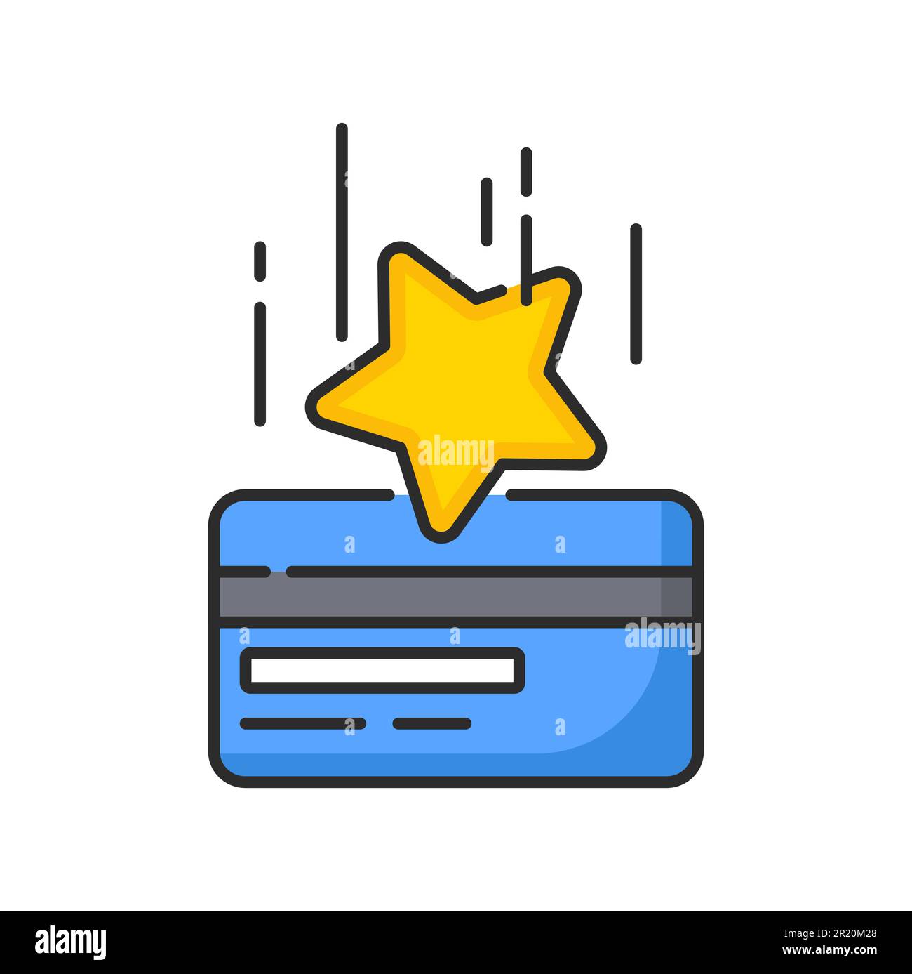 Reward points star and bank card icon of customer loyalty benefits ...