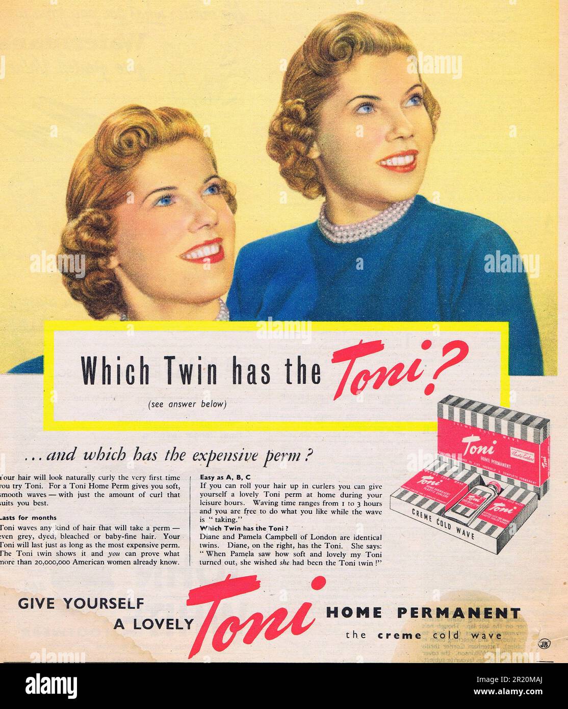 Toni Hair Advertisement c1950s. Photo by Hector Archive Stock Photo - Alamy