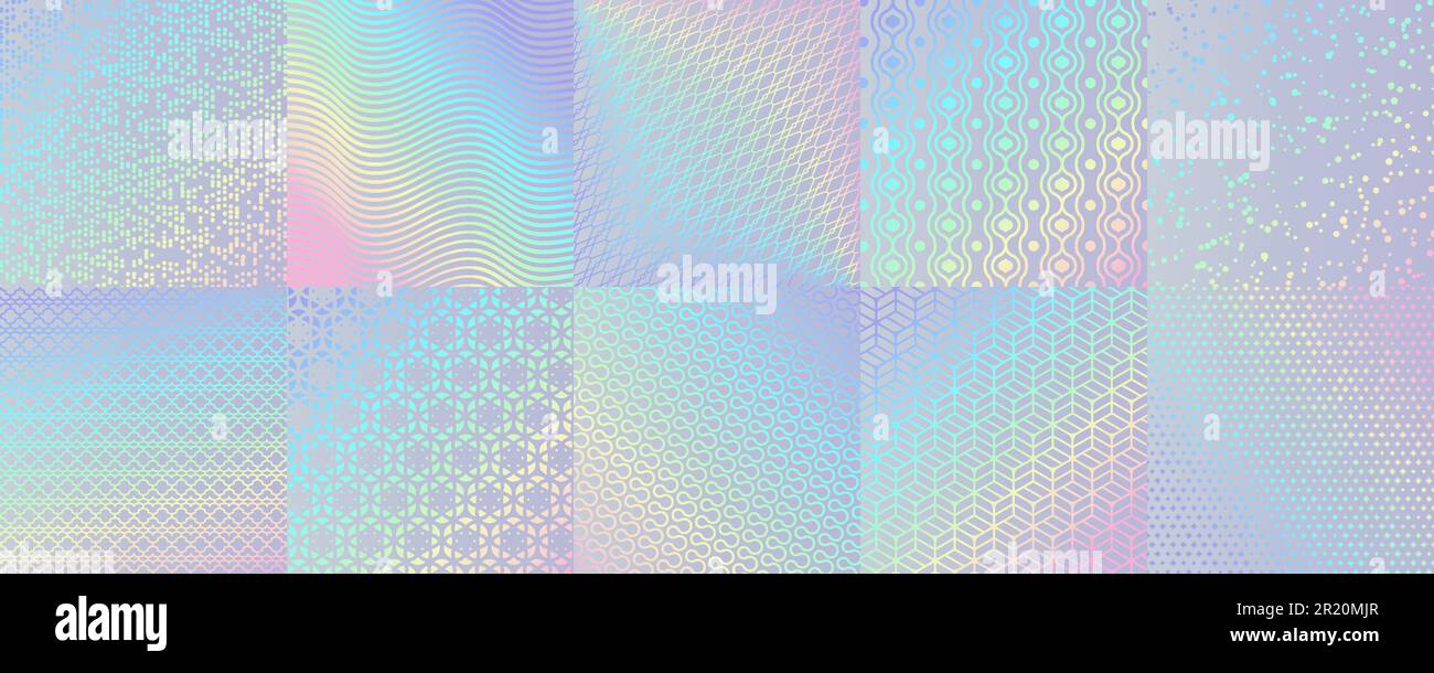 Hologram backgrounds with vector texture of rainbow hologram foil or ...
