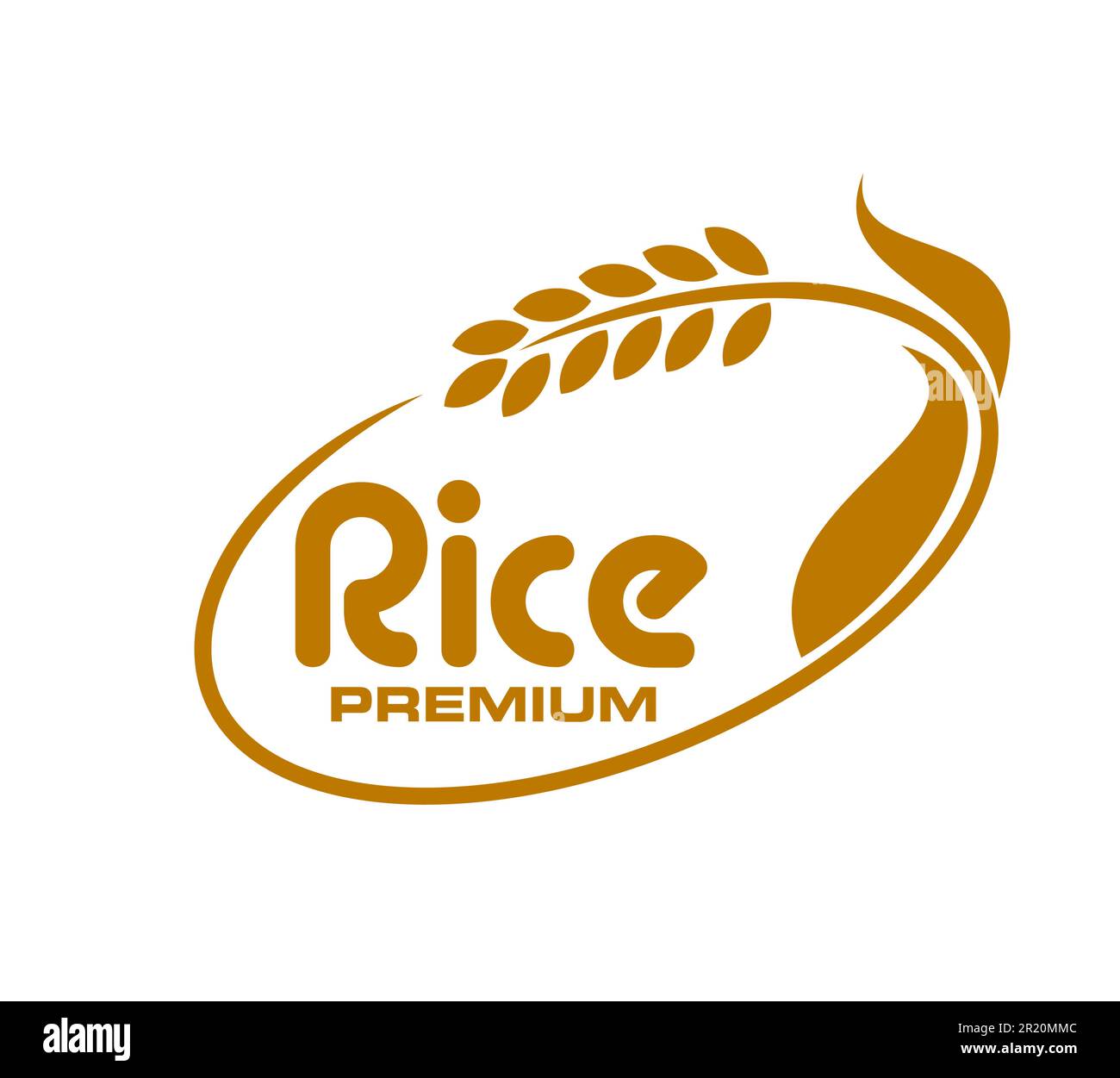Rice icon, grain food and organic agriculture products vector emblem ...