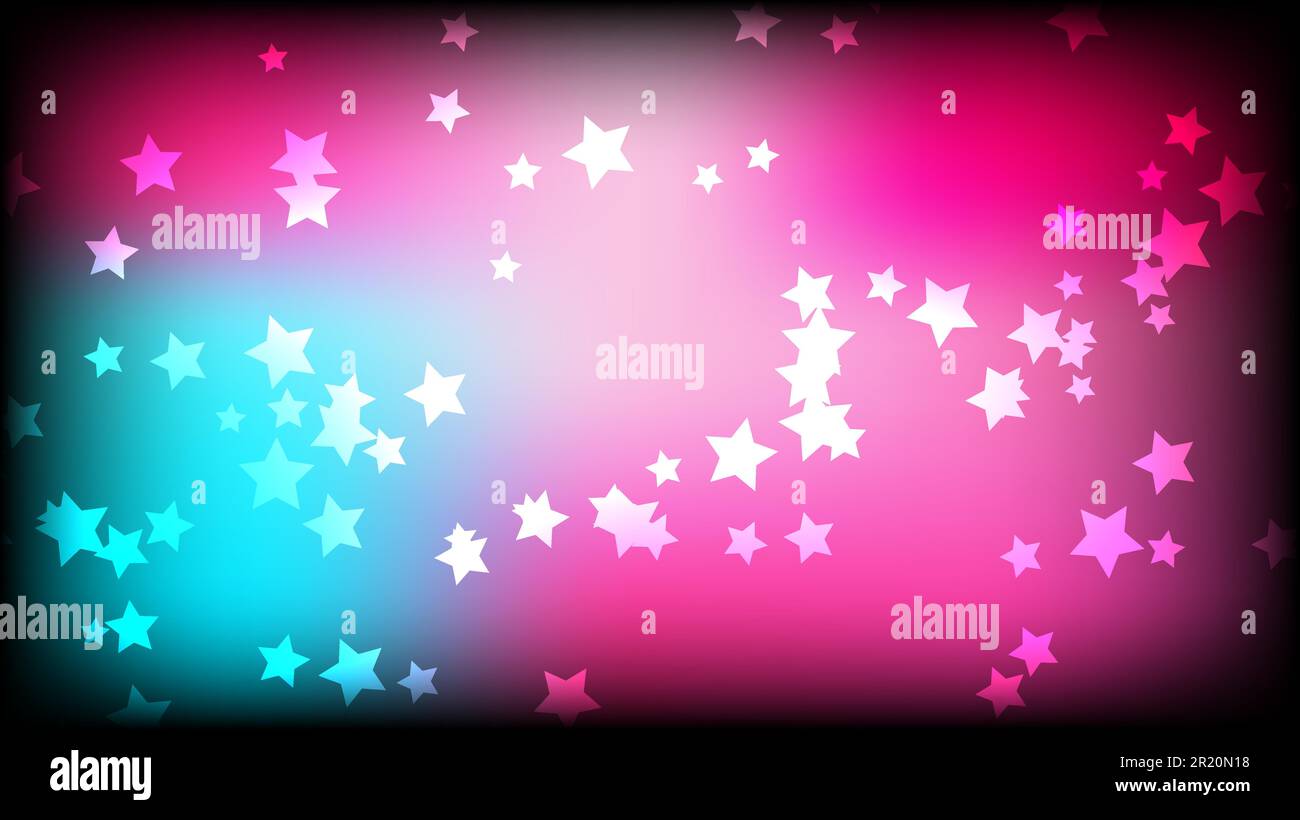 Abstract space background. A multicolored asterisk on a pink and blue ...