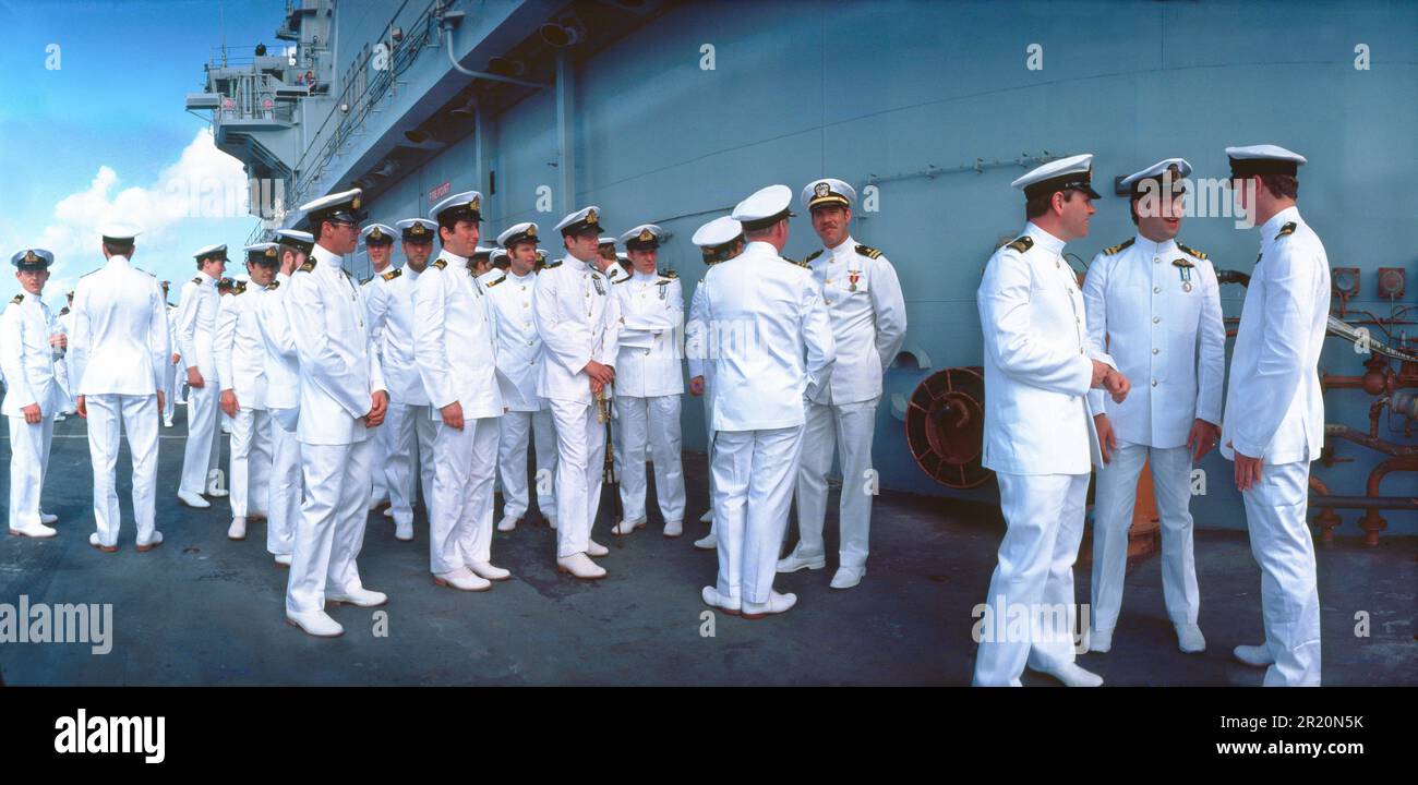 Prince Andrew with Naval division on the deck of the HMS Invincible ...