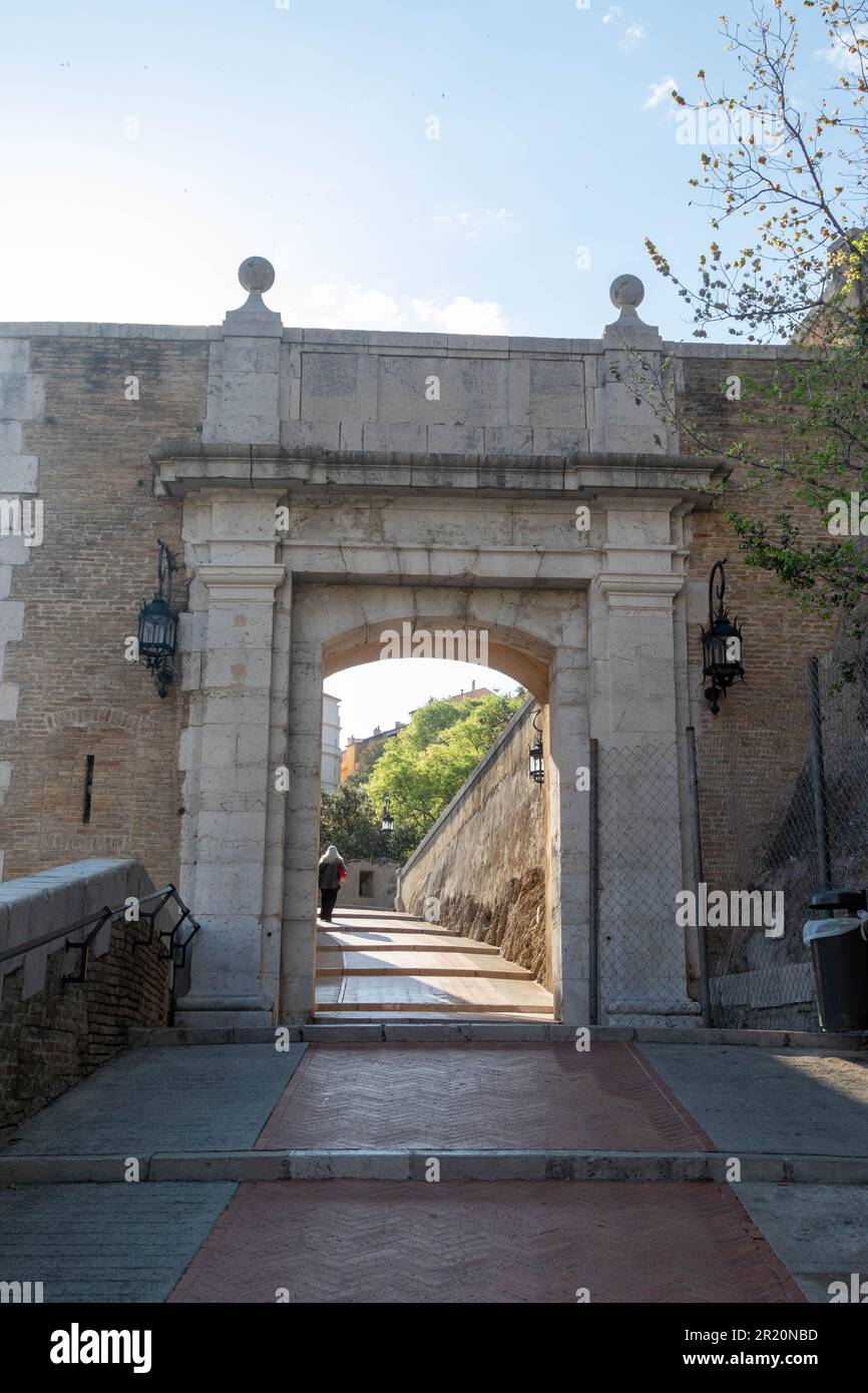 Monaco-Ville, Monaco, April 20th 2023:- A view of the Gateway to Rock ...