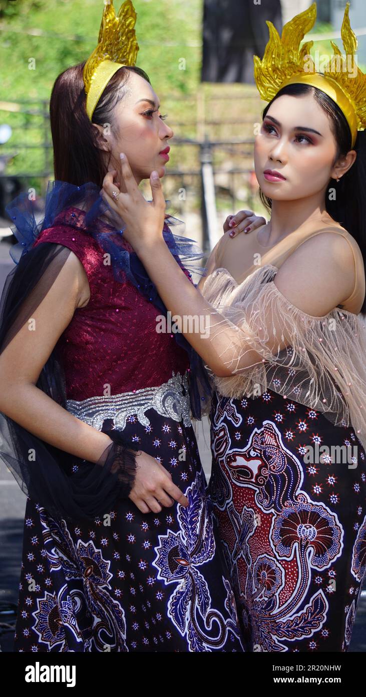 Indonesian model with batik clothes Stock Photo - Alamy