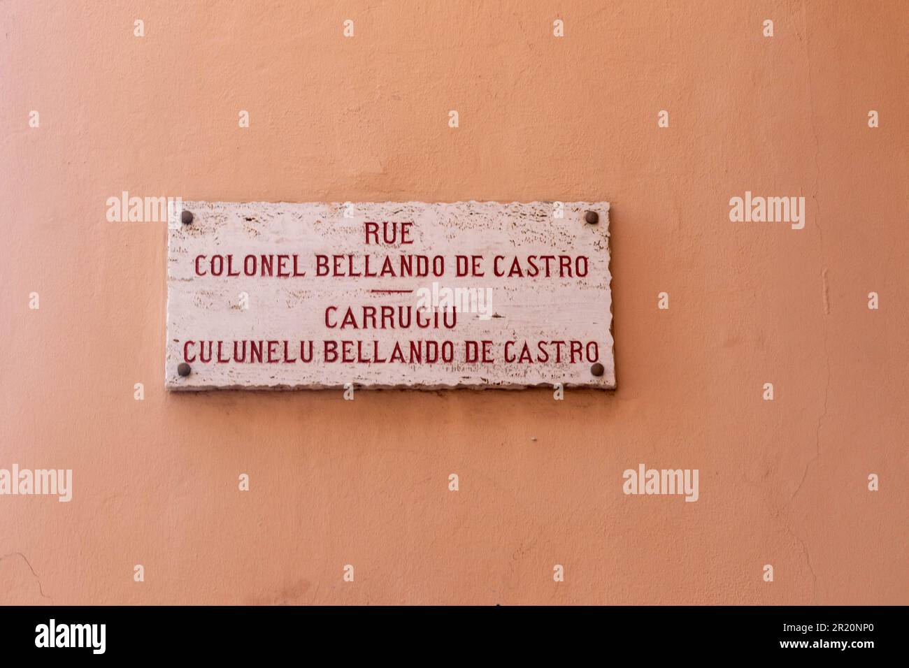 Monaco-Ville, Monaco, April 20th 2023:- A view of Bilingual street ...