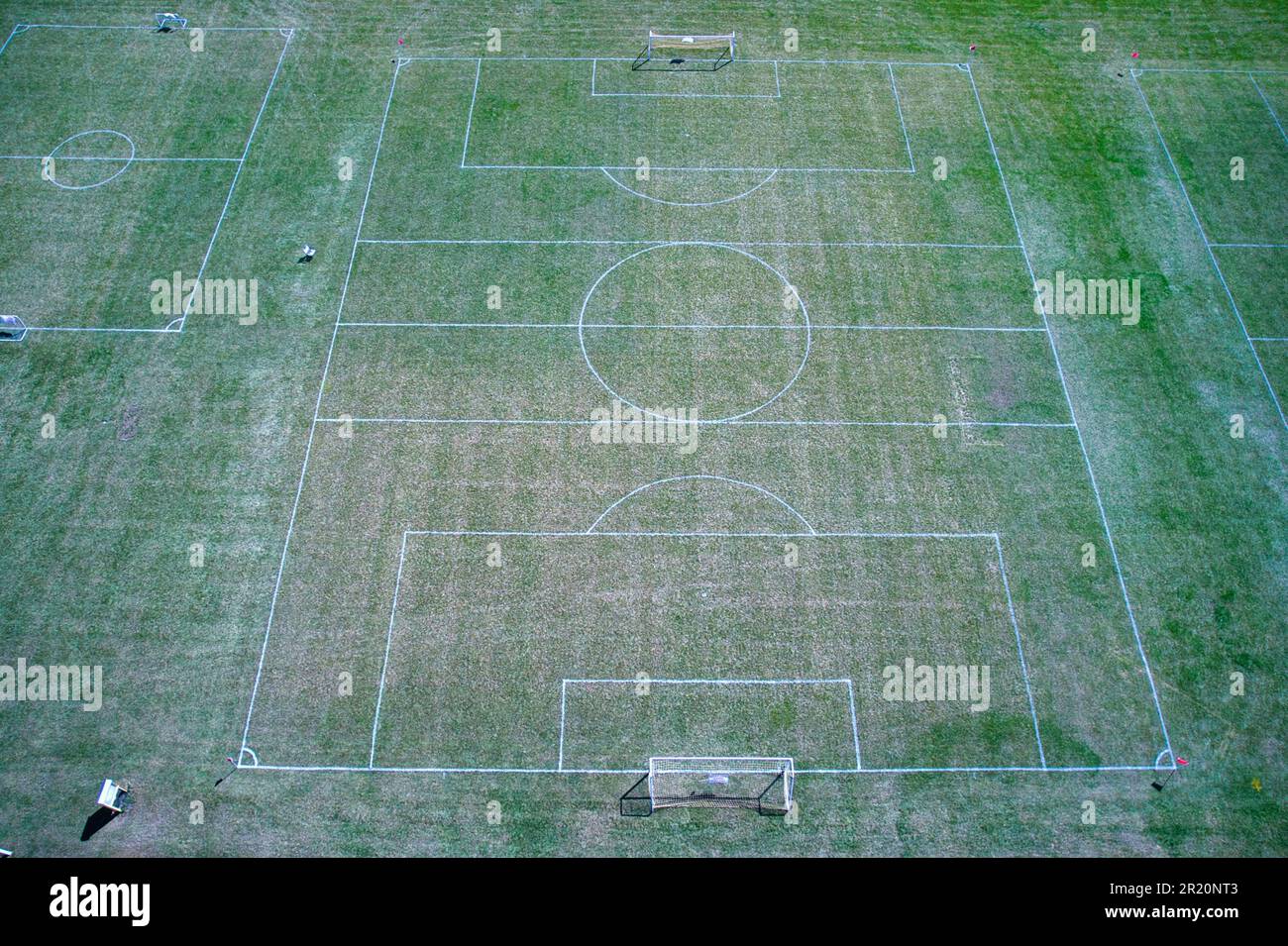 An aerial view of a football pitch outdoors in the daylight Stock Photo ...