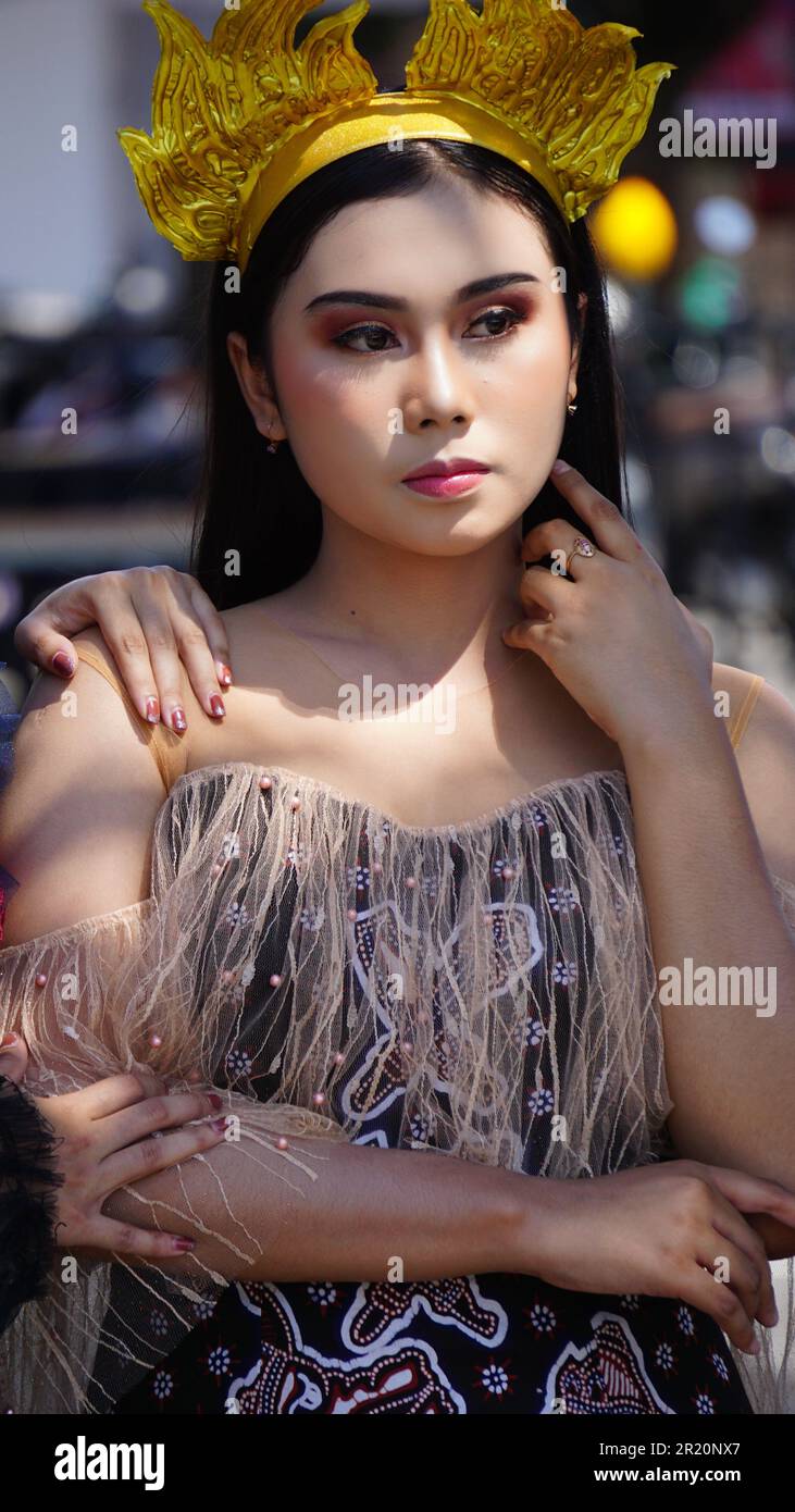 Indonesian model with batik clothes Stock Photo - Alamy