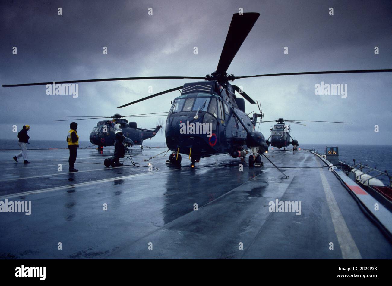 Sea King helicopters on the HMS Invincible, 1984 Stock Photo - Alamy