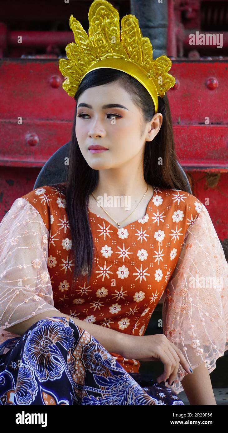 Indonesian model with batik clothes Stock Photo - Alamy