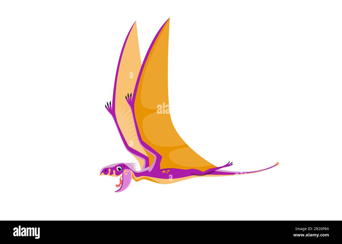Cartoon Dimorphodon Dinosaur Character Or Jurassic Pterosaur Vector Funny Dino Bird Flying