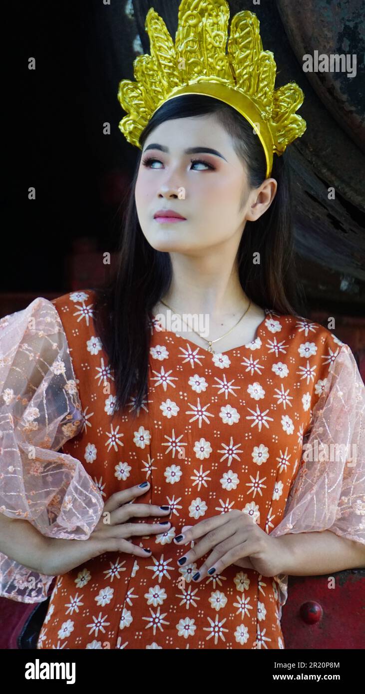 Indonesian model with batik clothes Stock Photo - Alamy