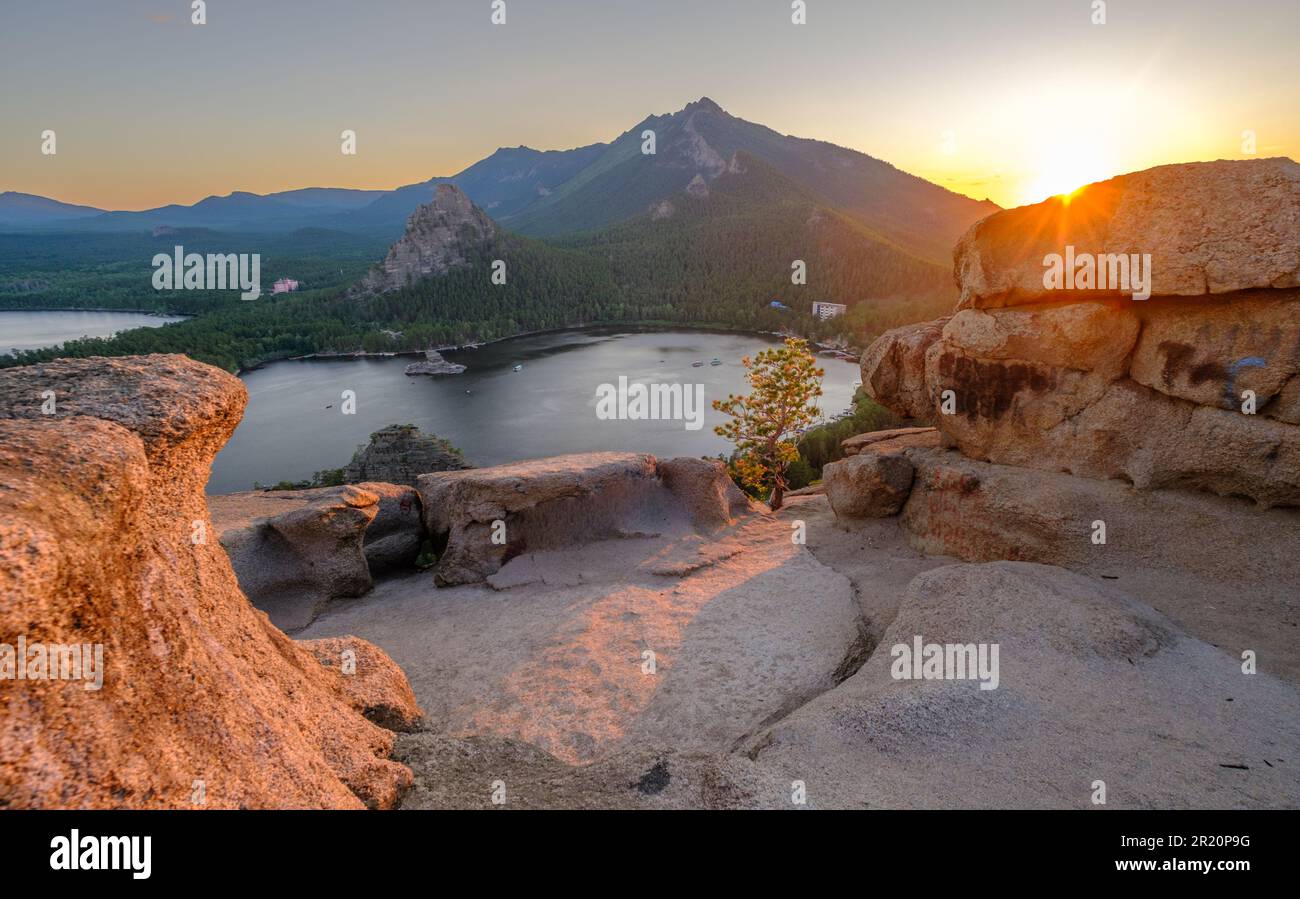 Burabay (Borovoye) national park in Kazakhstan. Panoramic view during ...