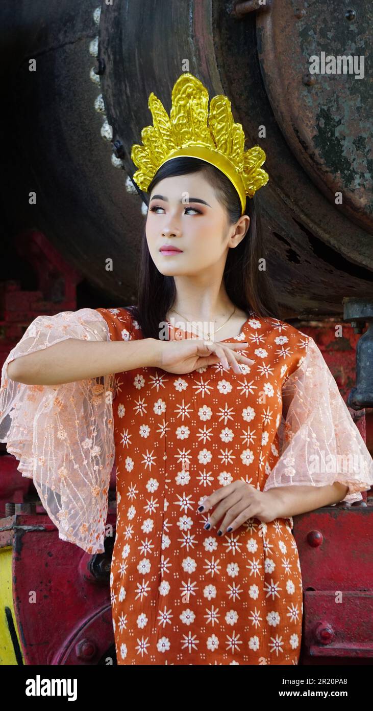 Indonesian model with batik clothes Stock Photo - Alamy