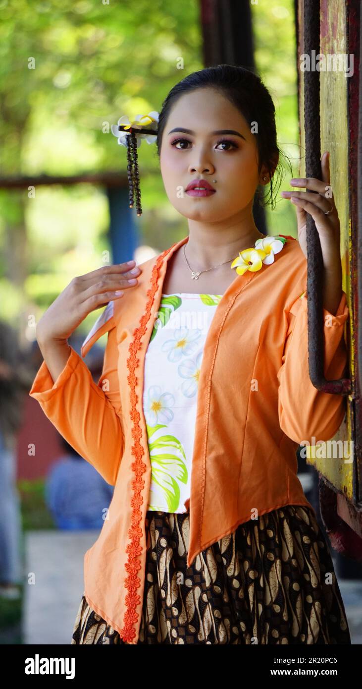 Indonesian model with batik clothes Stock Photo - Alamy
