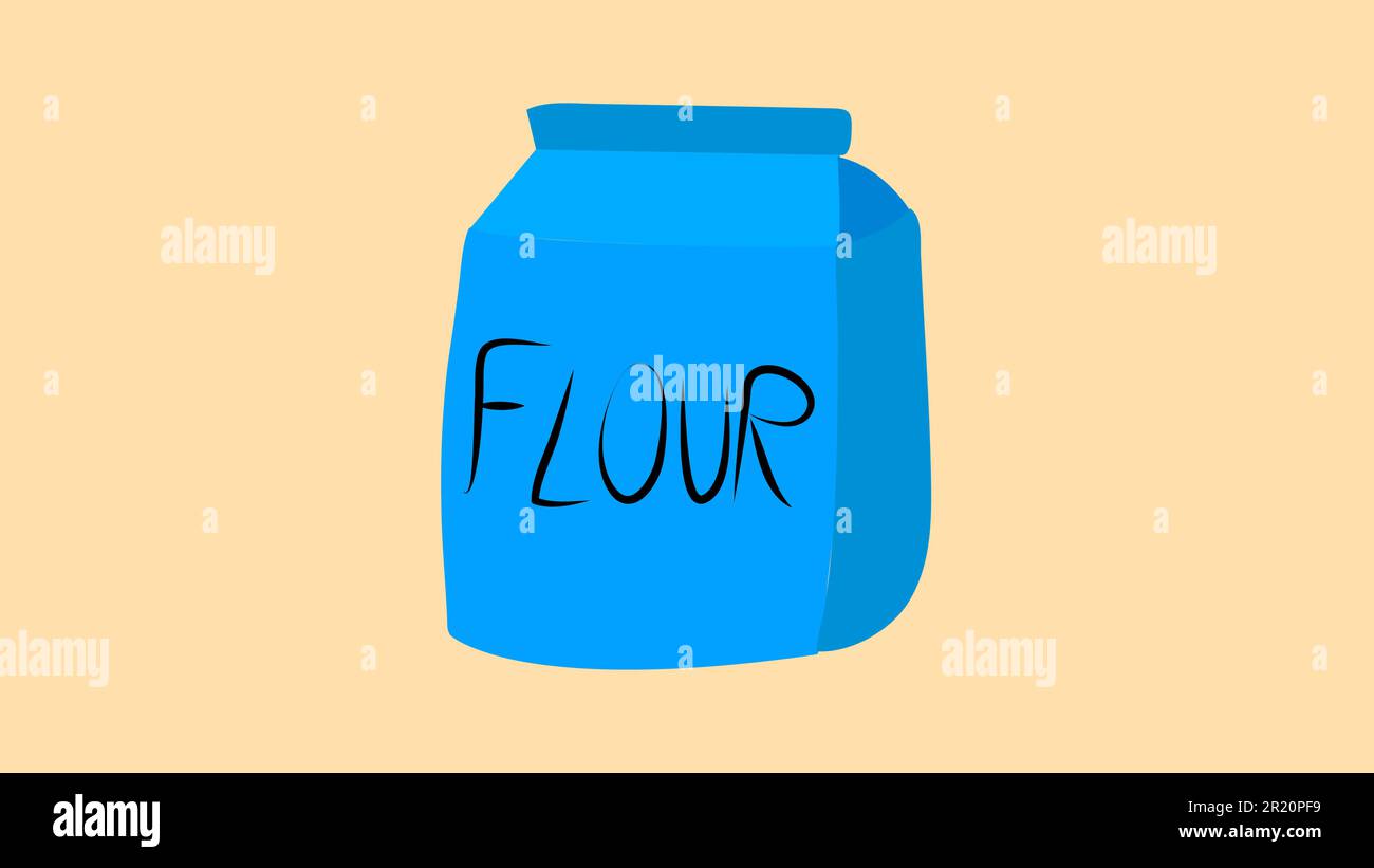 package of flour on an orange background. vector illustration. flour is ...