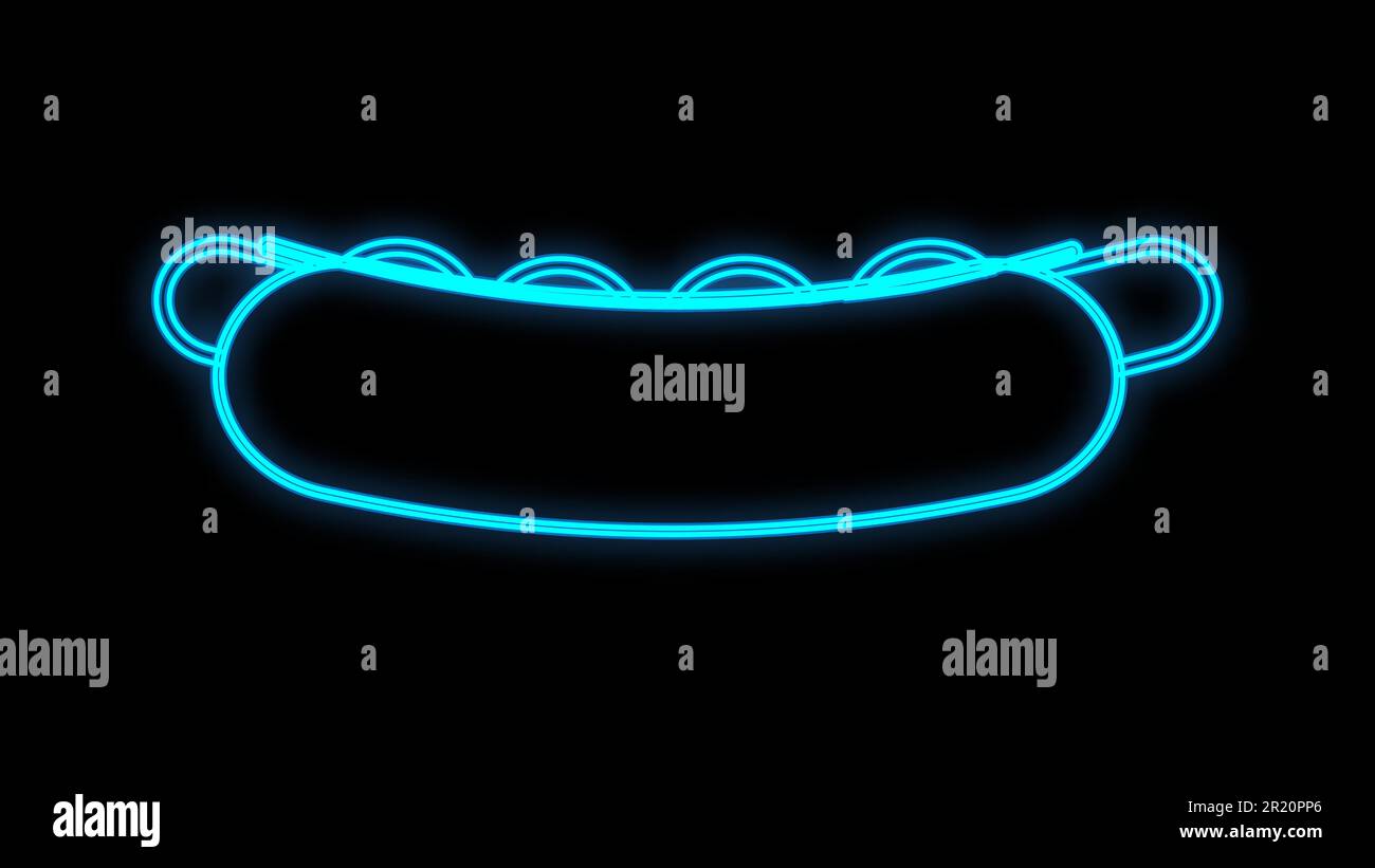hot dog on a black background, neon, vector illustration. sausage ...