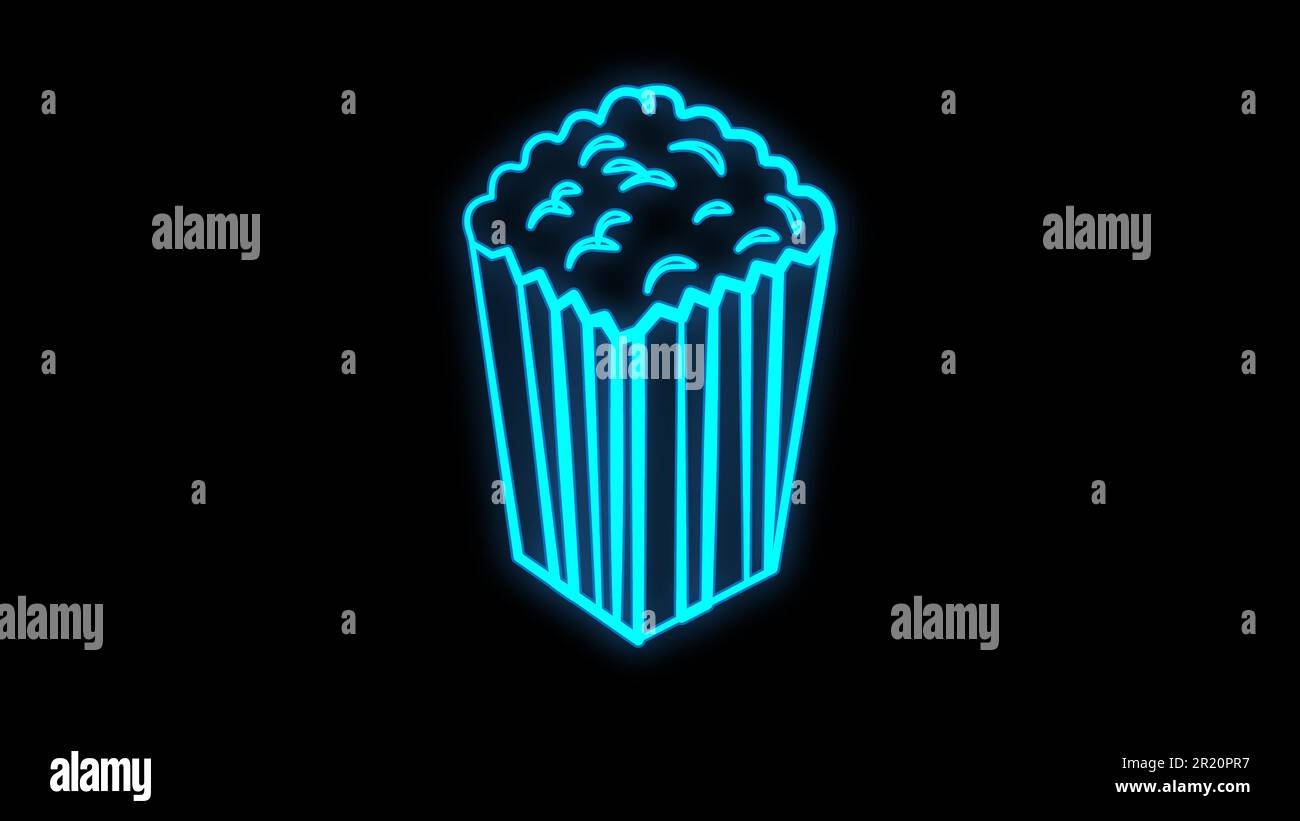 Popcorn neon sign, bright signboard, light banner. Popcorn logo neon ...