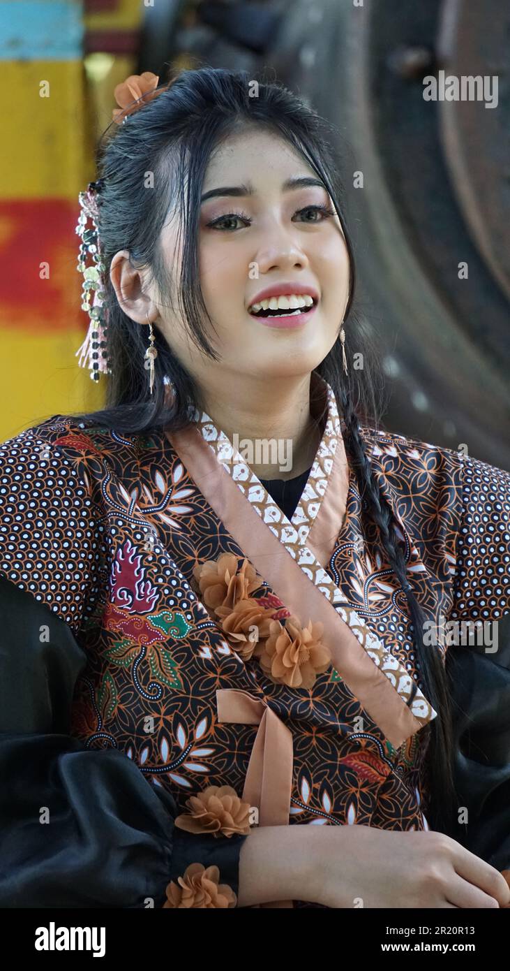 Indonesian model with batik clothes Stock Photo - Alamy