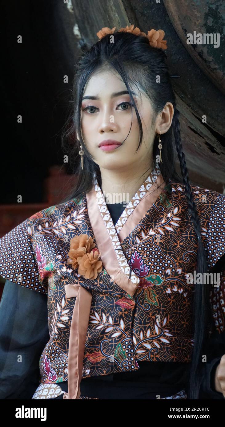 Indonesian model with batik clothes Stock Photo - Alamy