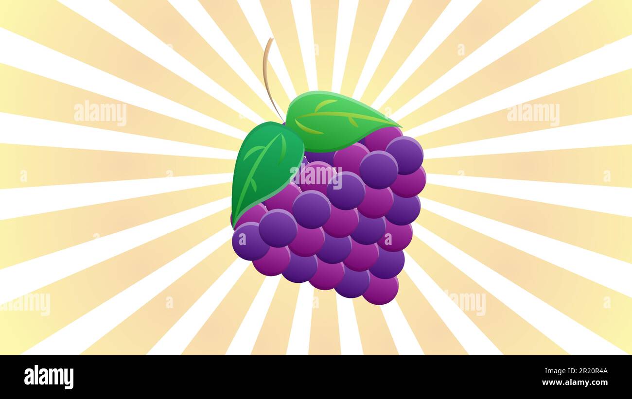 Bunch of grapes drawn by hand, black outline on the background of ...