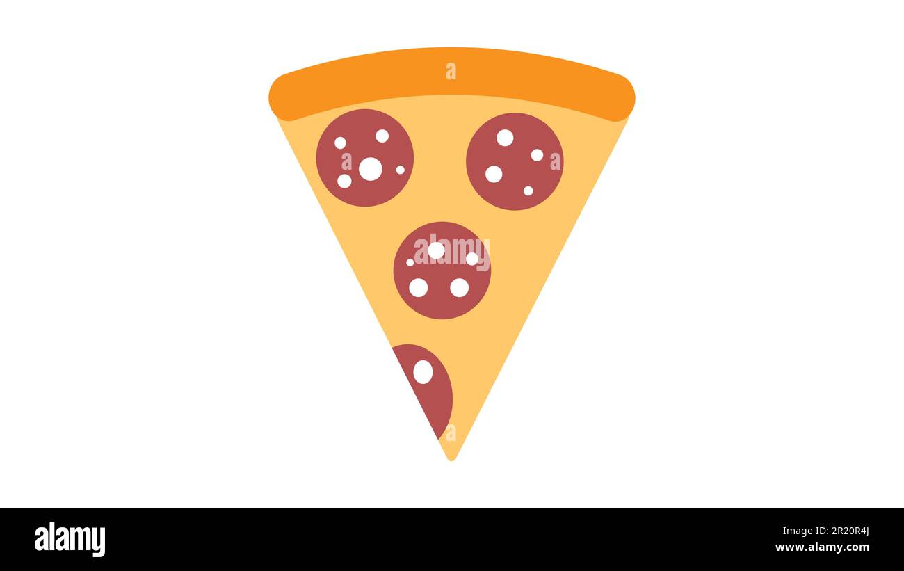 slice of pizza on thin crust, white background, vector illustration ...