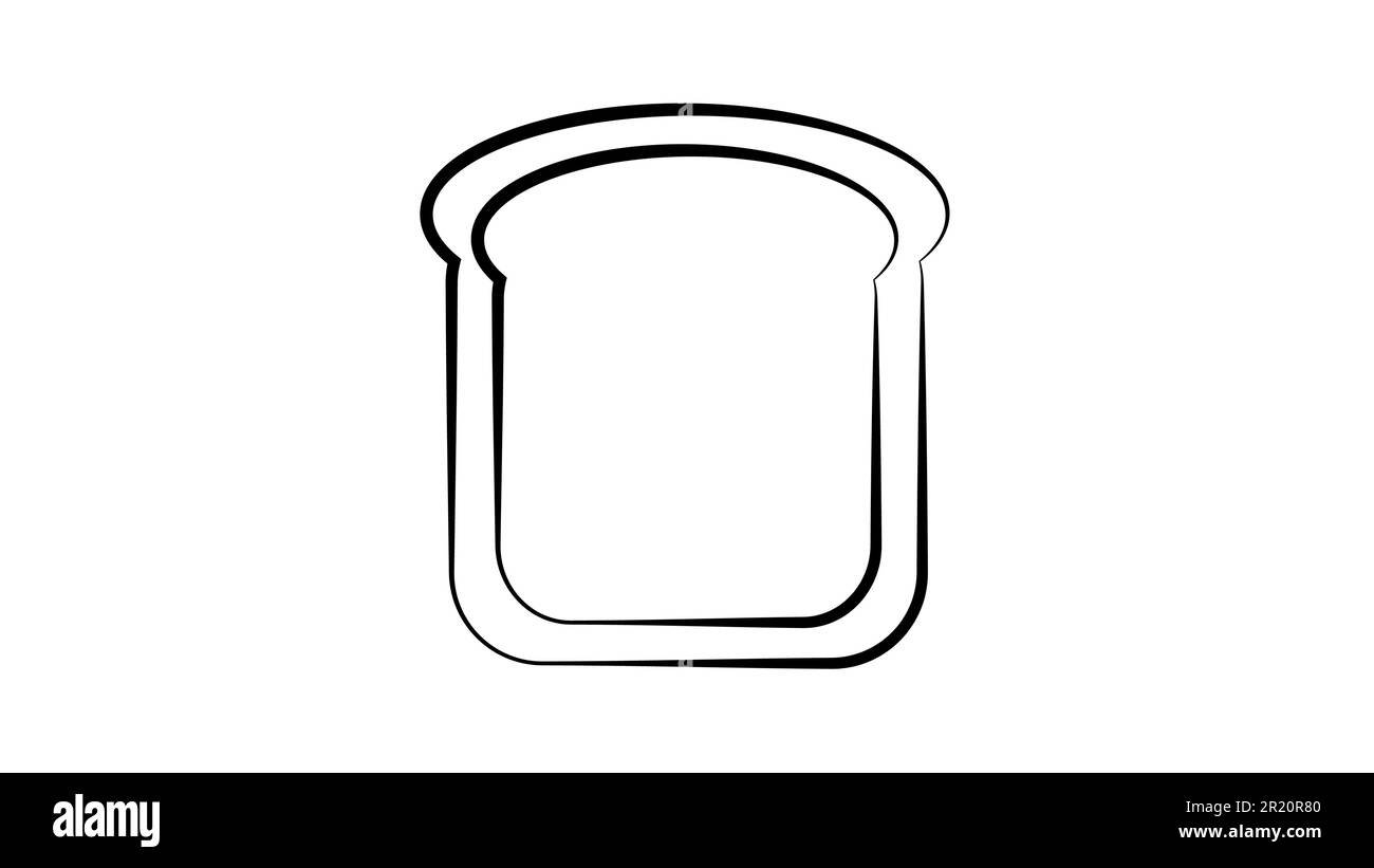 a piece of bread with a crust on a white background. vector black and ...