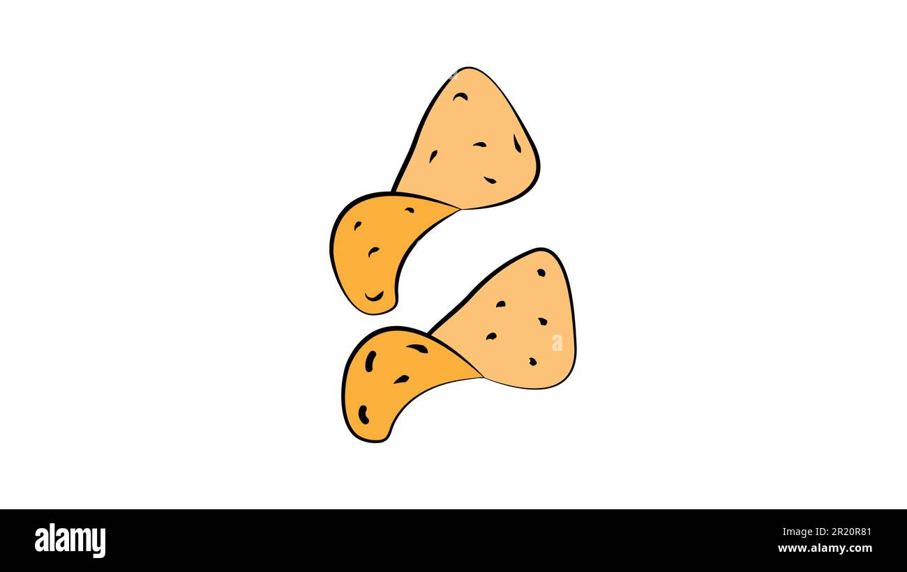 Potato Chips and Corn Snacks Fast Food Minimal Flat Line Outline ...