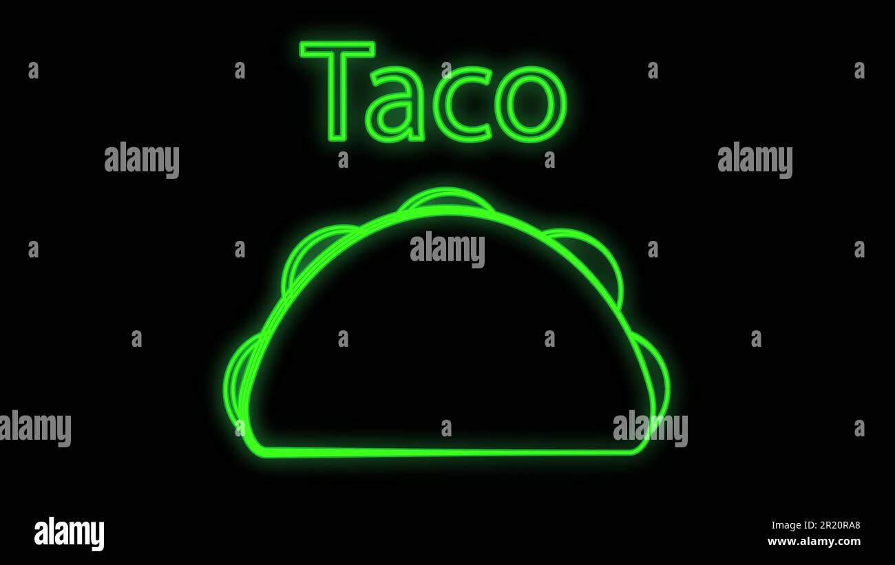 tacos on black background, vector illustration. neon sign for fast food ...