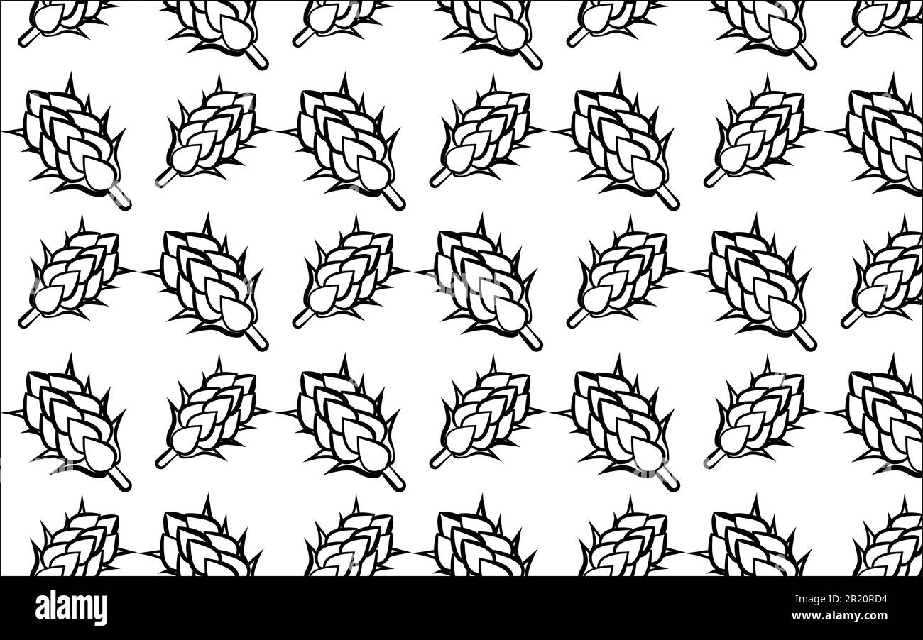 A pattern of black and white hops on a white background. Beer ...