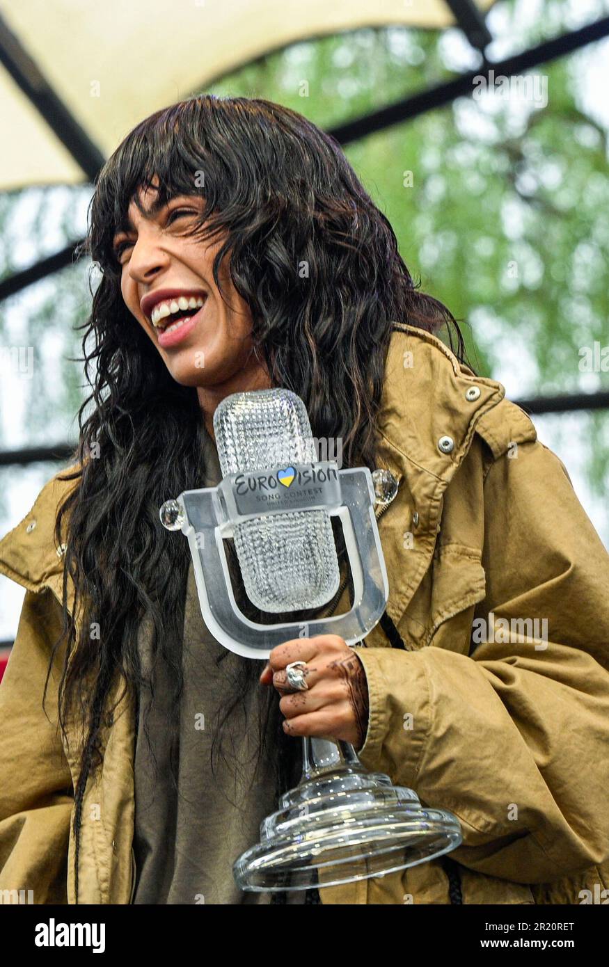 Eurovision Song Contest winner Loreen of Sweden on stage to celebrate ...