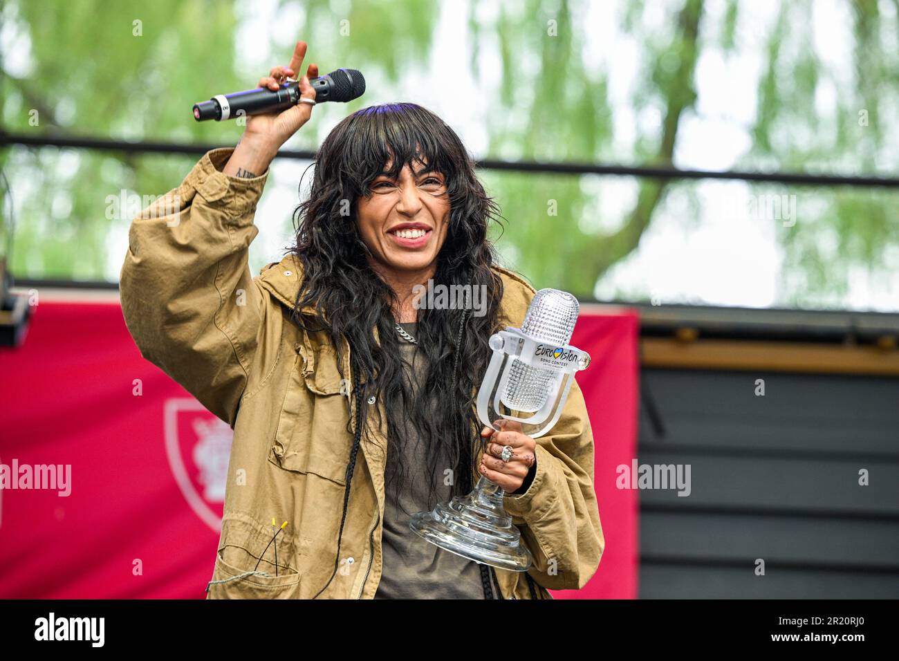 Eurovision Song Contest winner Loreen of Sweden on stage to celebrate ...