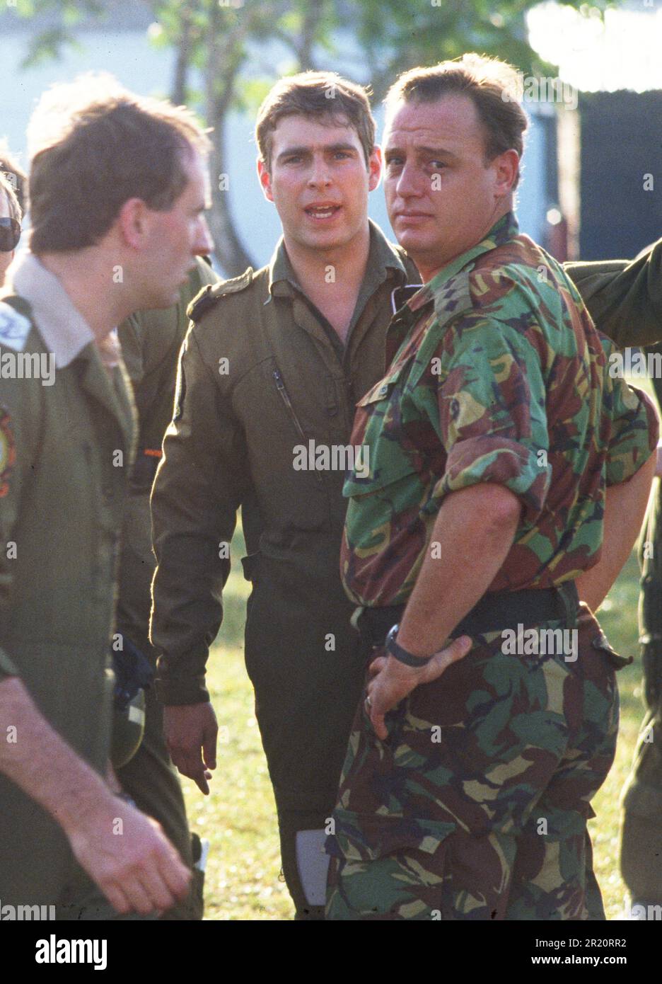 HRH Prince Andrew with crew in Belize, 1984 Stock Photo - Alamy