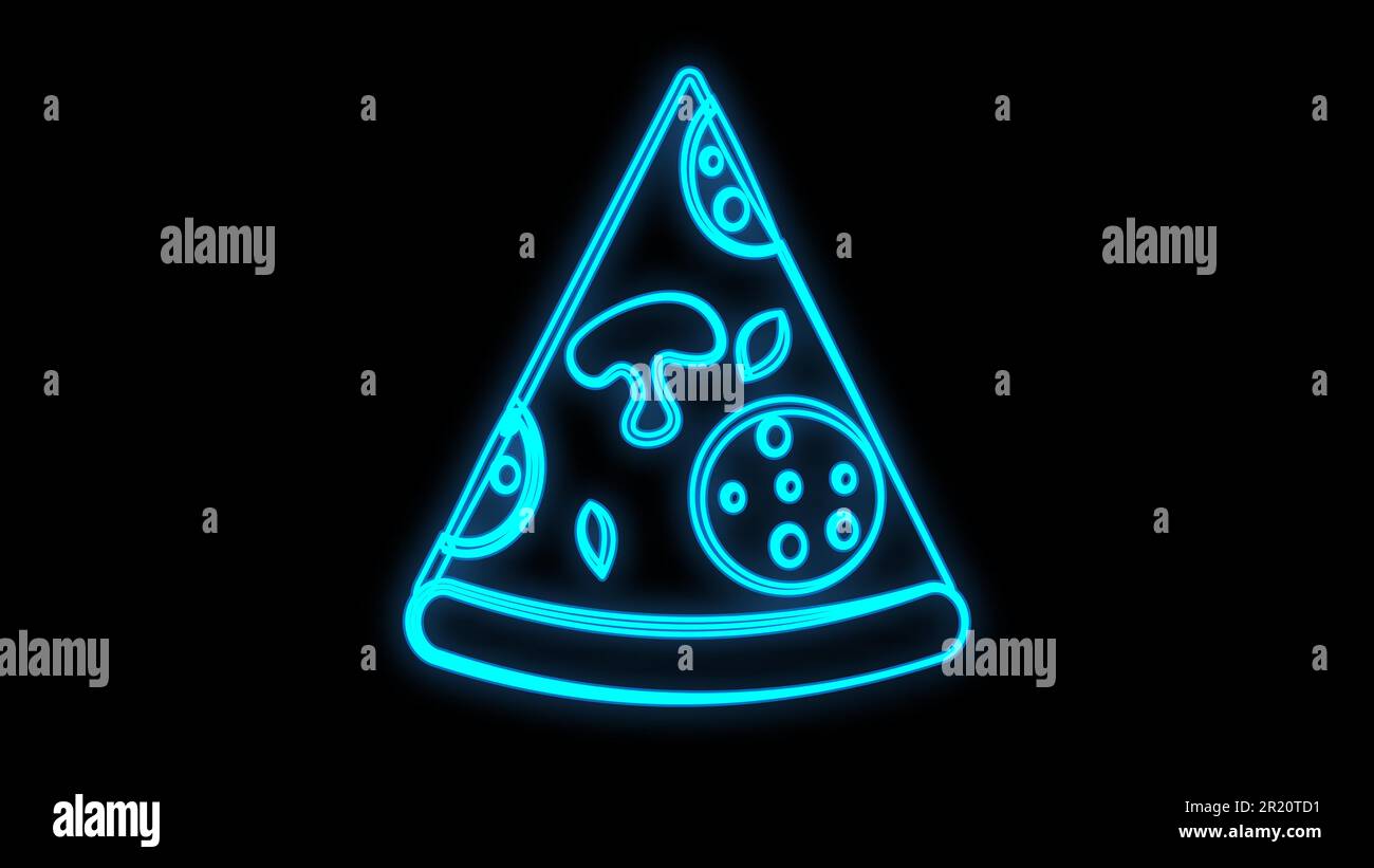 Vector neon pizza slice icon. Line street food sign illustration ...