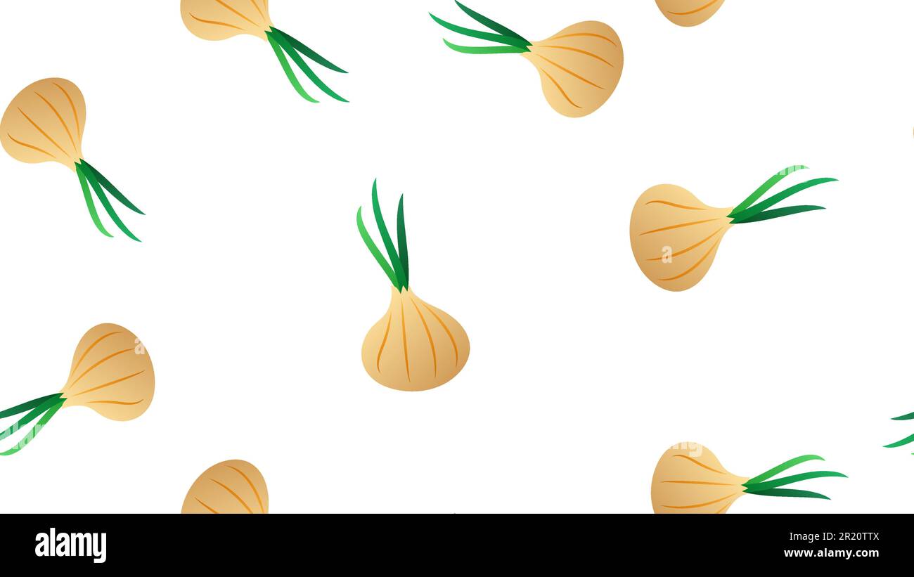 Vector seamless pattern with hand drawn white onion bulbs and spring ...