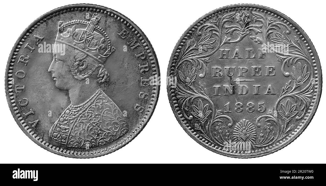 Photo coins India, 1885,Half rupee Stock Photo - Alamy