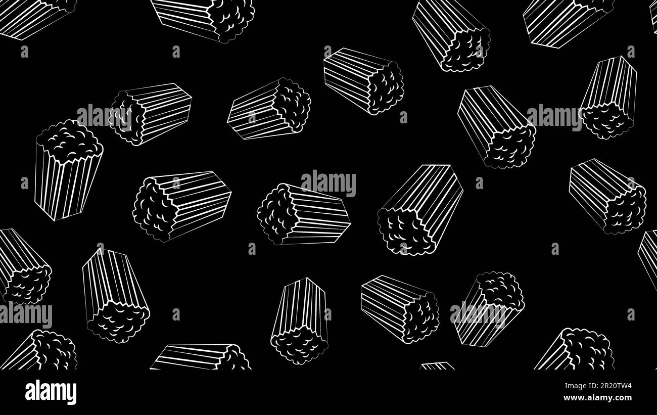 Seamless pattern with popcorn box on white background. Hand drawn ...
