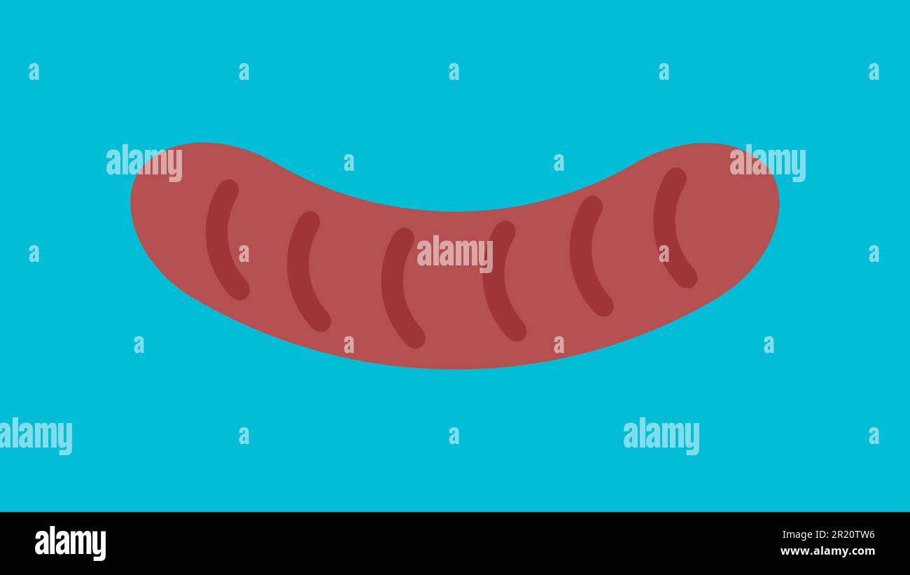 sausage on a blue background, vector illustration. appetizing grilled ...