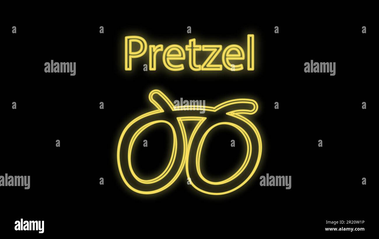 pretzel on black background, vector illustration. neon pretzel in ...